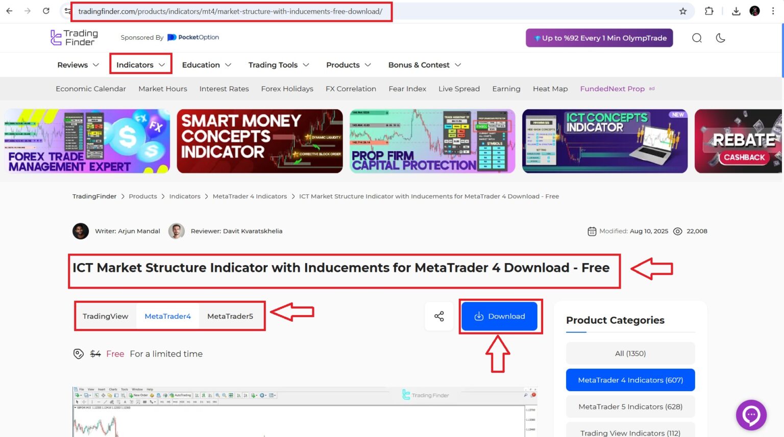 Market Structure Indicator: MT4, MT5 & Tradingview